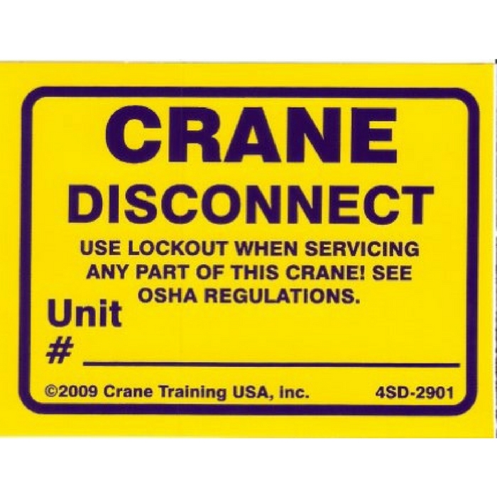 CRANE DISCONNECT Decal - CraneTraining.com